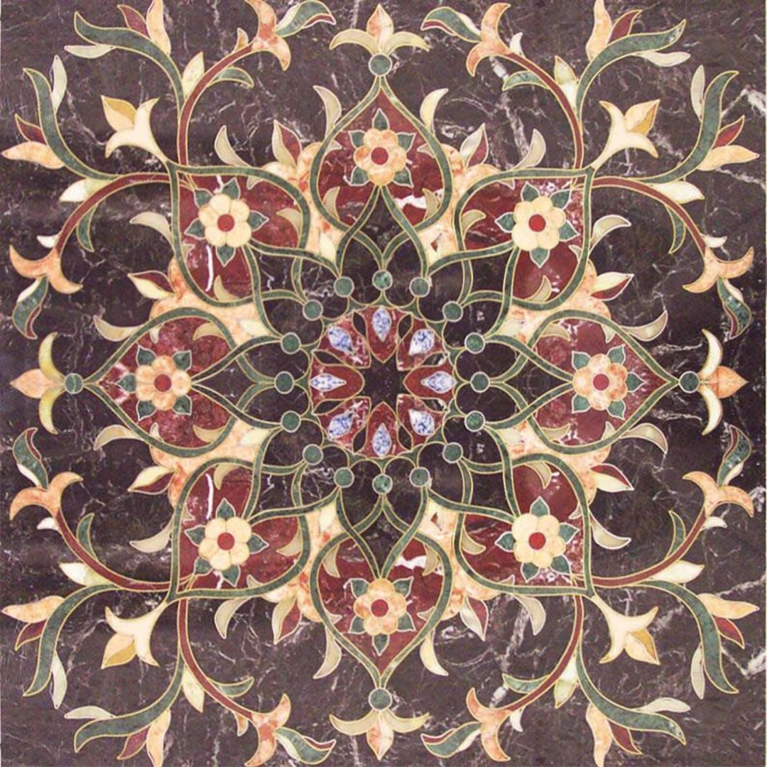 Floral Geometric Square Tile - Arabesque - Etsy