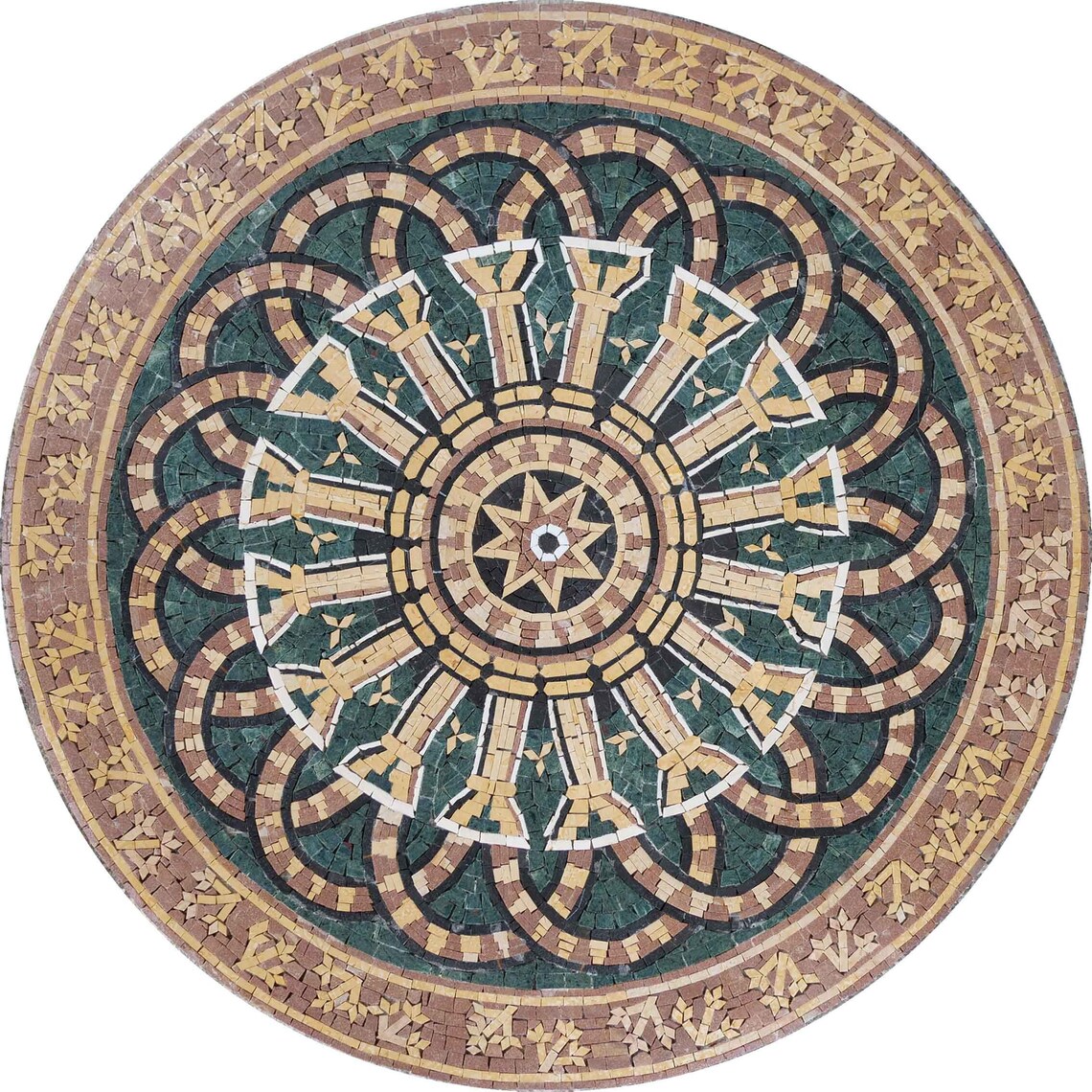 Stone Tile Mural - Cala Mosaic Medallion - Etsy