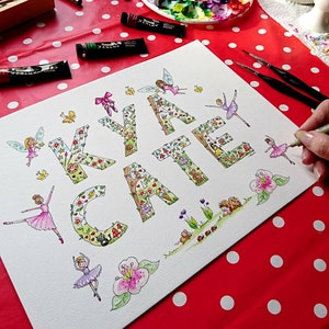 Custom Alphabet Name Painting Personalized Childrens Watercolour - Etsy