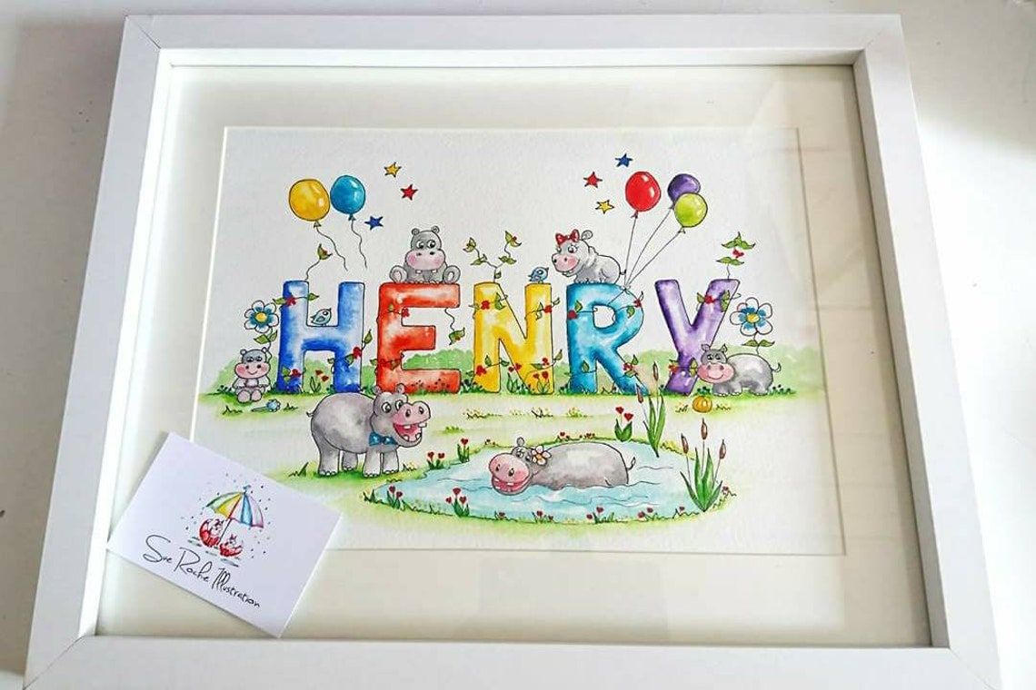 Custom Name Painting, Personalized Childrens Watercolour. - Etsy