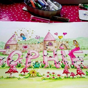 Baby Name Art, Personalised Kids Painting - Etsy
