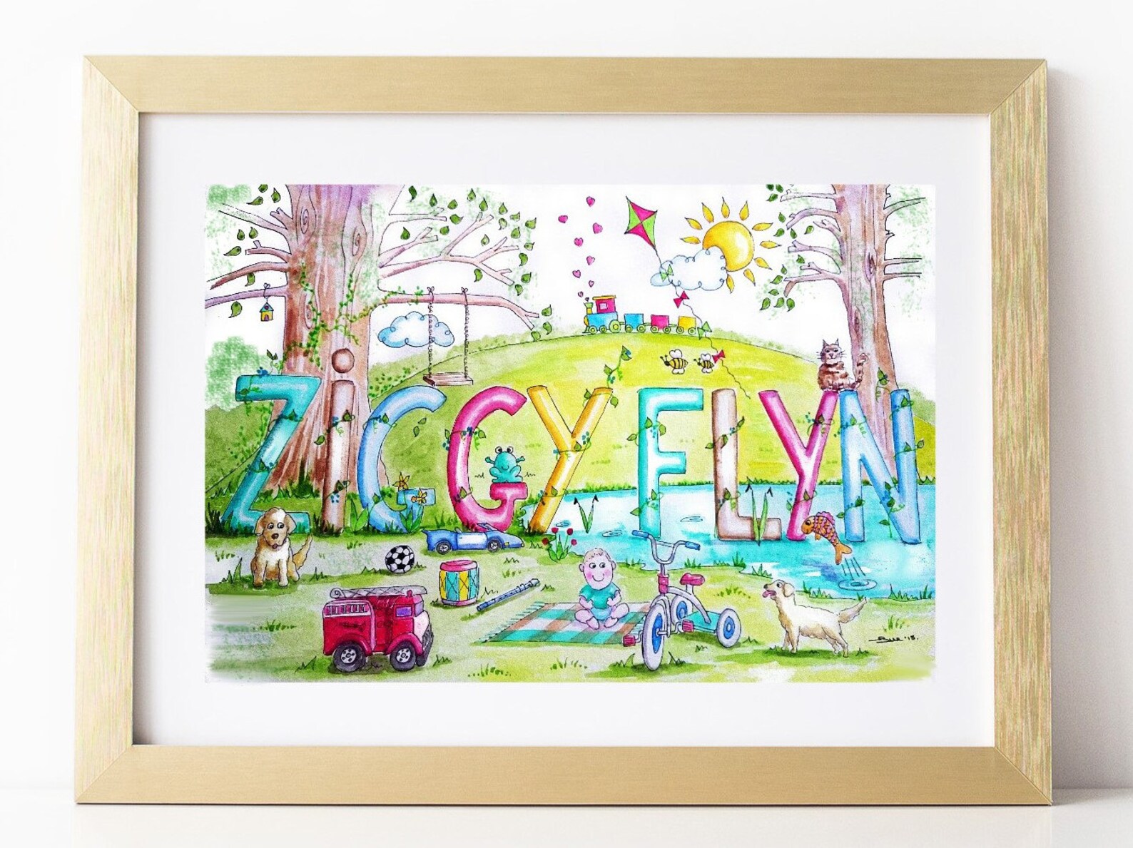 Custom Name Painting, Personalized Childrens Watercolour. - Etsy