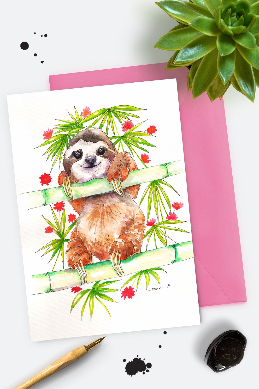 Printable Sloth Card, - Etsy