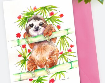 Sloth Printable Card | Etsy