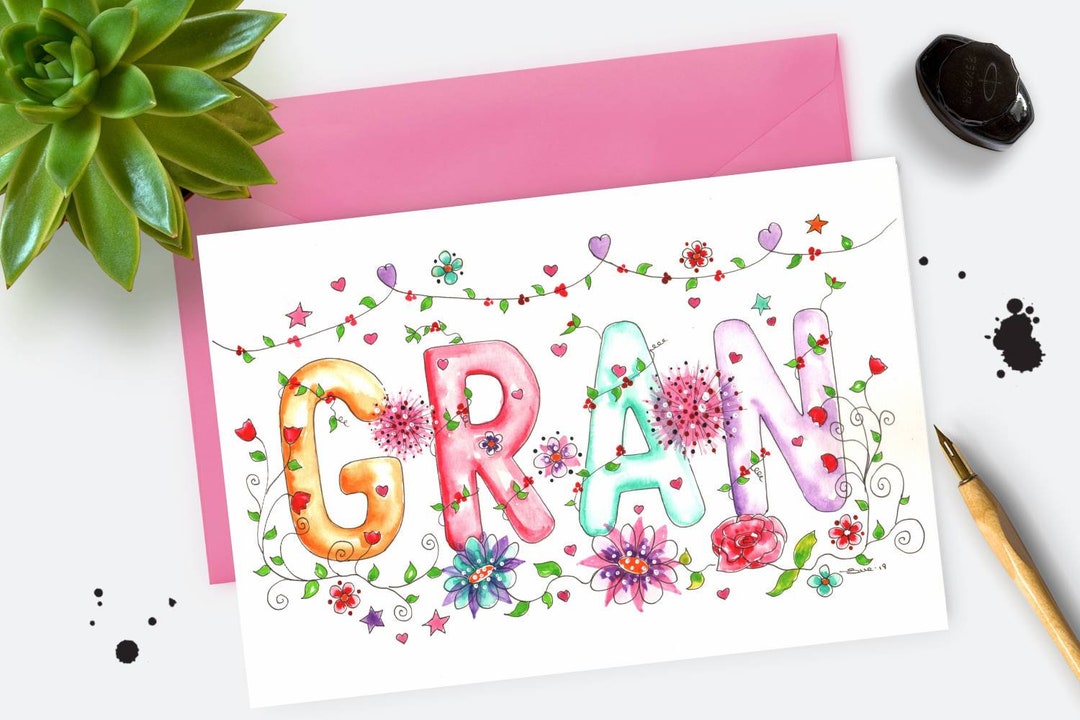 Printable Gran Card, Watercolour Art, - Etsy
