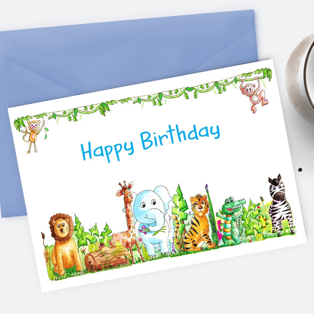 Boys Printable Jungle Card - Etsy