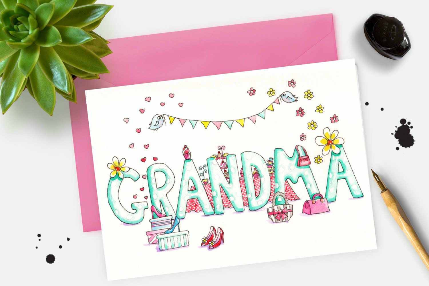 Printable Grandma Card, Watercolour Art Card Download. - Etsy