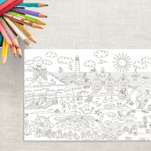Seaside Printable Coloring Pages. Colouring Download. - Etsy