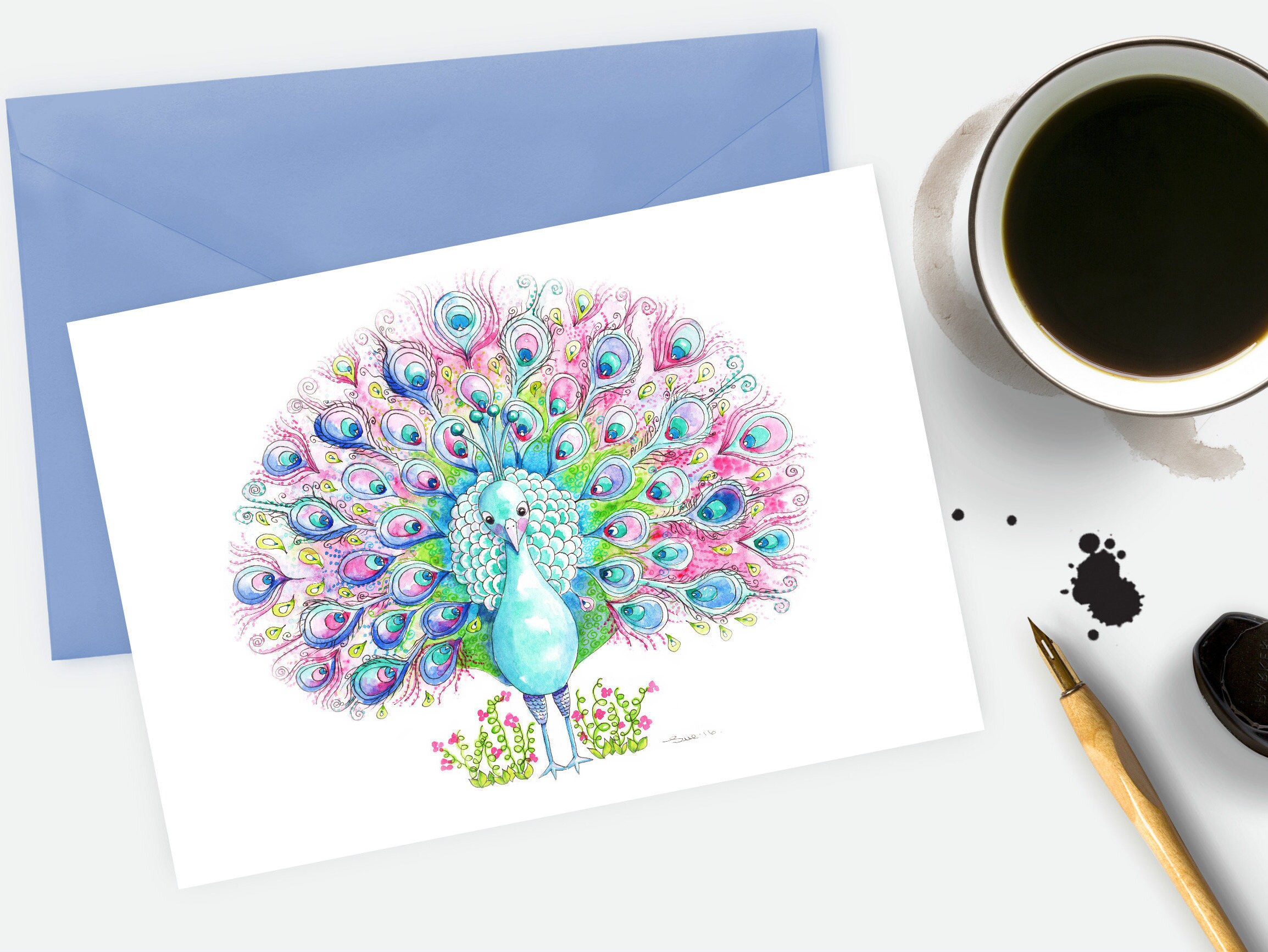 Printable Peacock Card Downloadable - Etsy