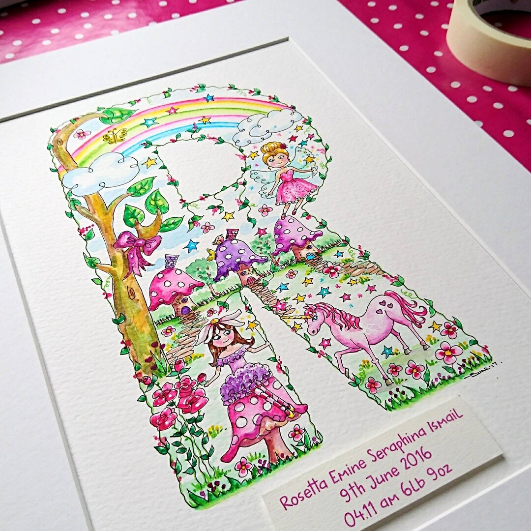 Initial Watercolour Painting, Alphabet Letter Art. - Etsy