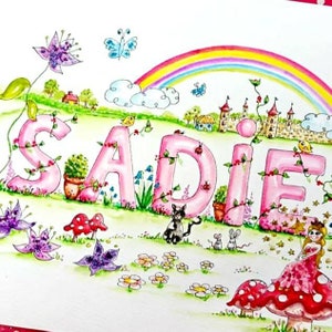 Baby Name Art, Personalised Kids Painting - Etsy