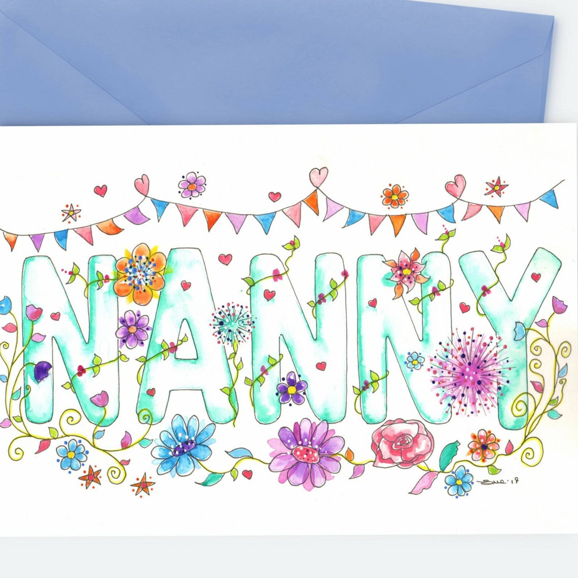 Printable Nanny Card Flower Beautiful Nan Birthday Card. - Etsy
