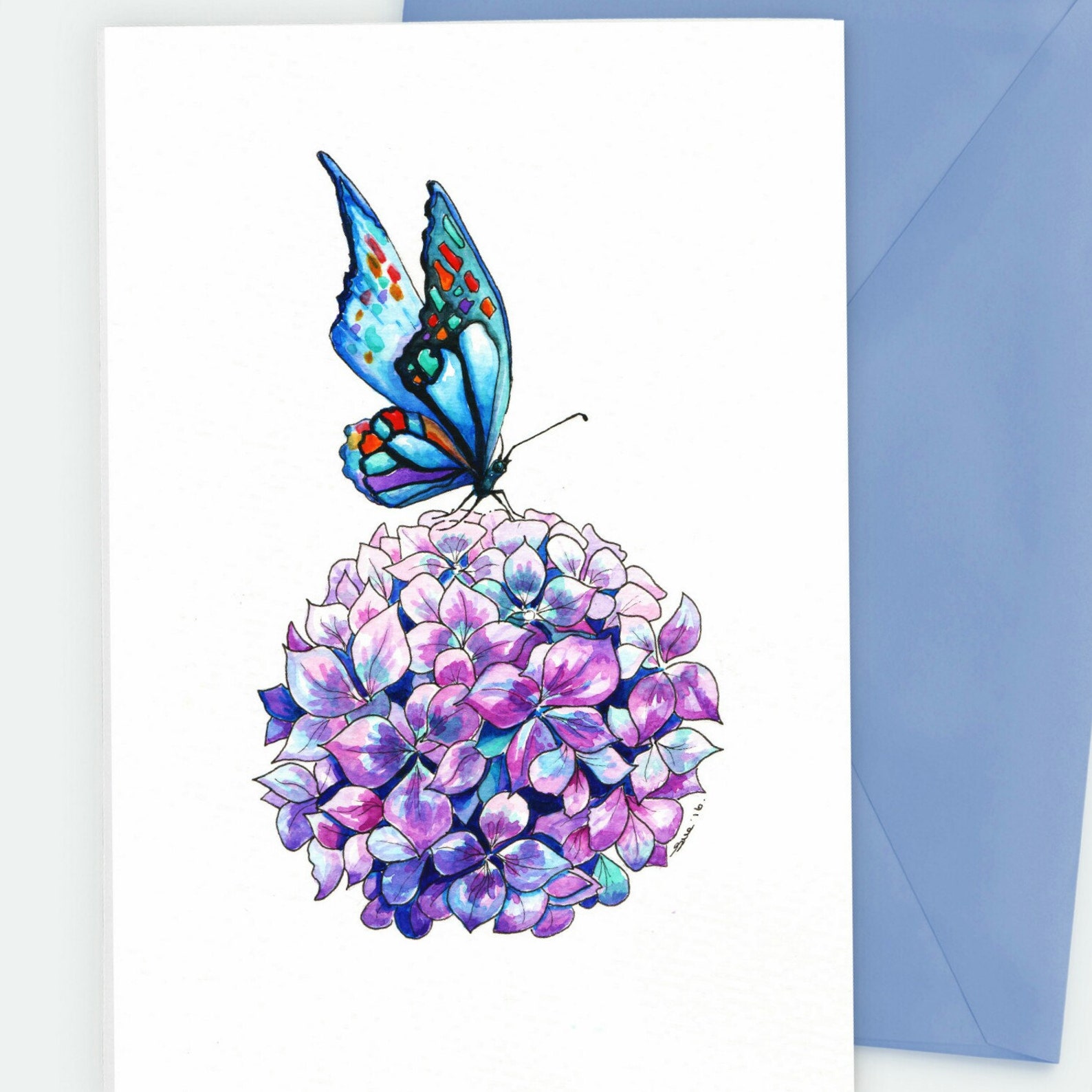 Printable Butterfly Card, Hydrangea. - Etsy
