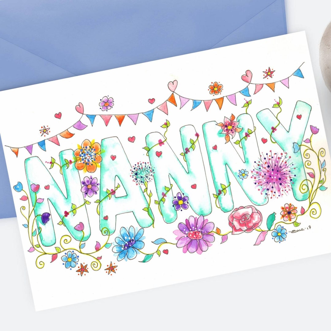 Printable Nanny Card Flower Beautiful Nan Birthday Card. - Etsy
