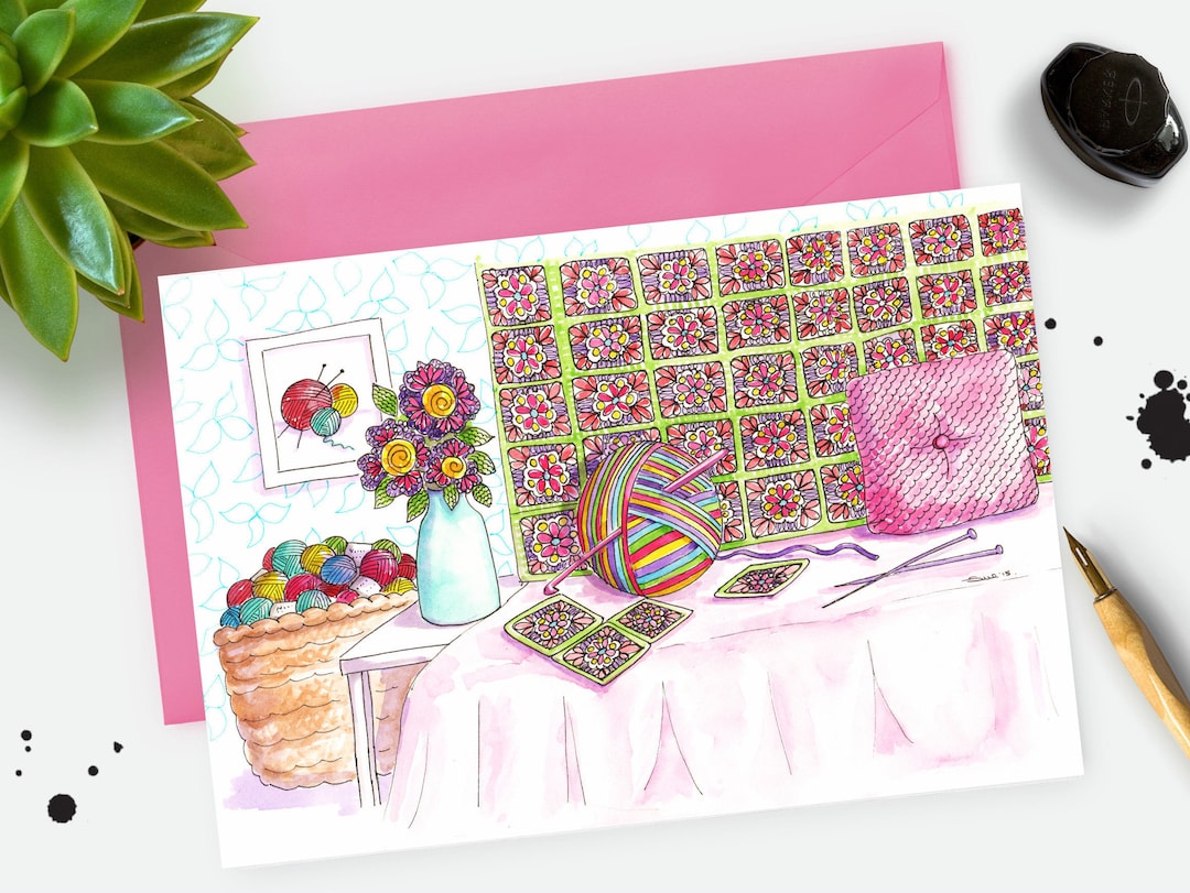 Printable Crochet Knitting Yarn Card - Etsy