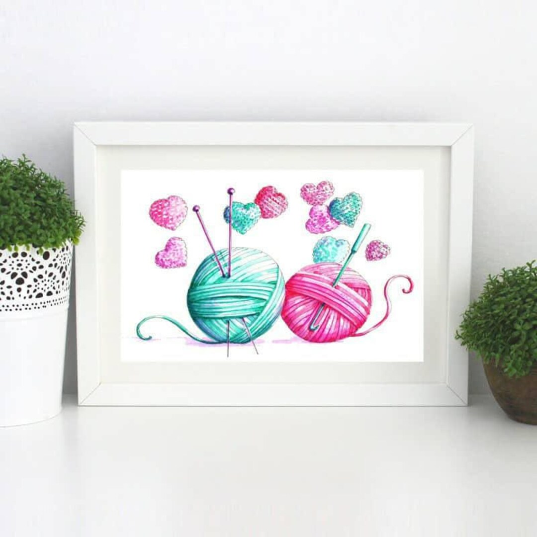 Printable Knitting Print, Wall Art Craft Room Crafters Gift - Etsy New ...