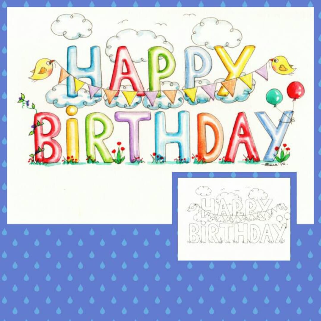 Downloadable Happy Birthday Card PDF Printable. - Etsy