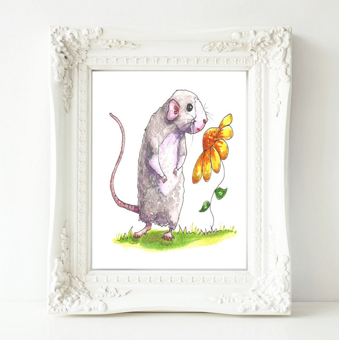 Printable Rat Print PDF Download Grey Rats Art Animal Lovers - Etsy