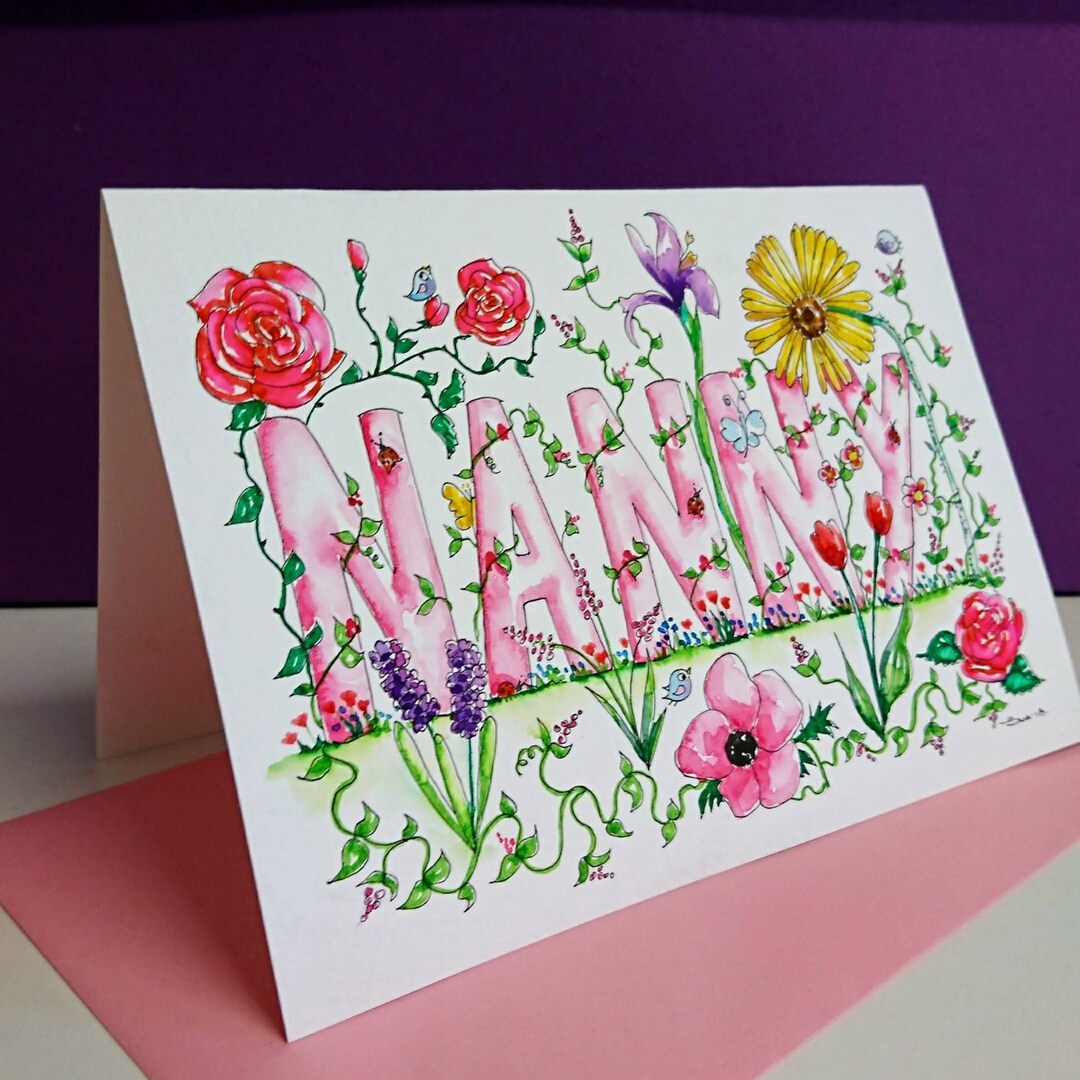 Watercolour Name Card Handpainted - Etsy