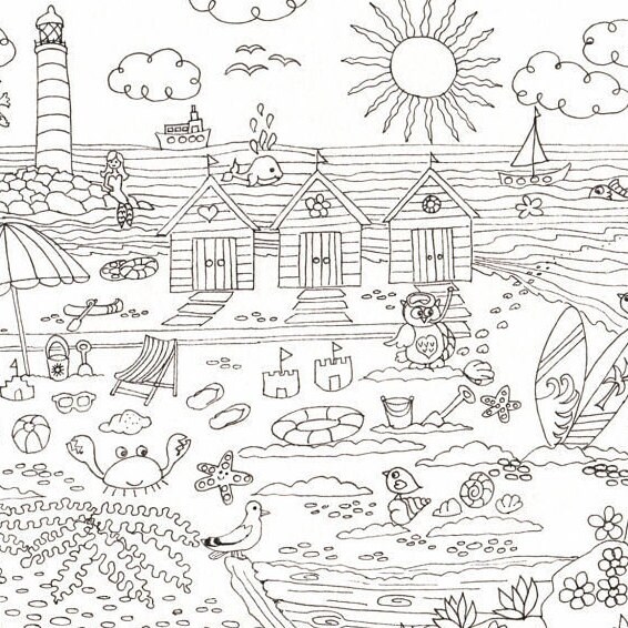 Seaside Printable Coloring Pages. Colouring Download. - Etsy UK