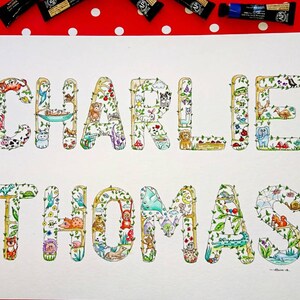 Custom Alphabet Name Painting Personalized Childrens Watercolour - Etsy
