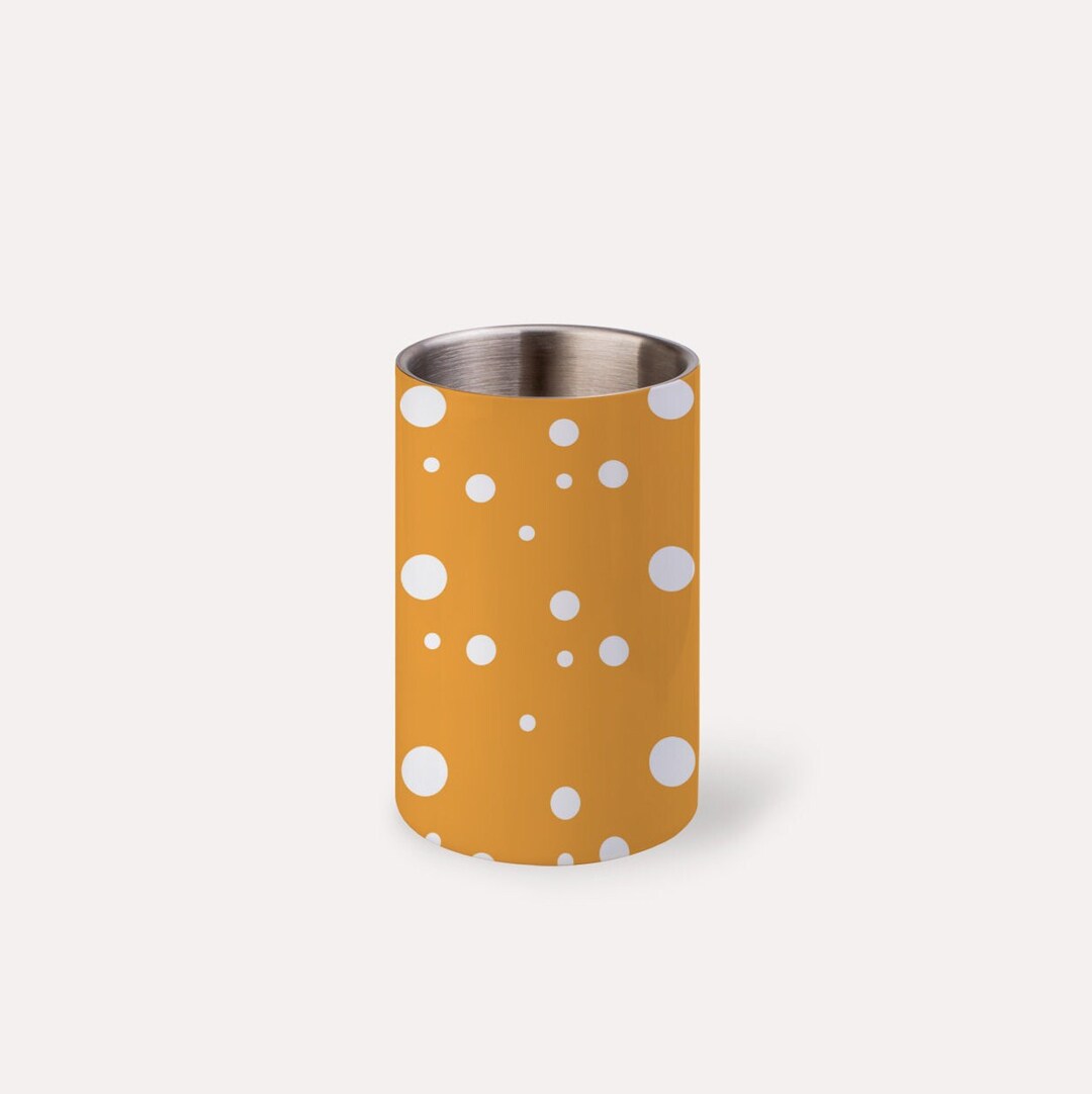 Golden Yellow Dotty Print Wine Chiller, Stylish Stainless Steel Ice ...