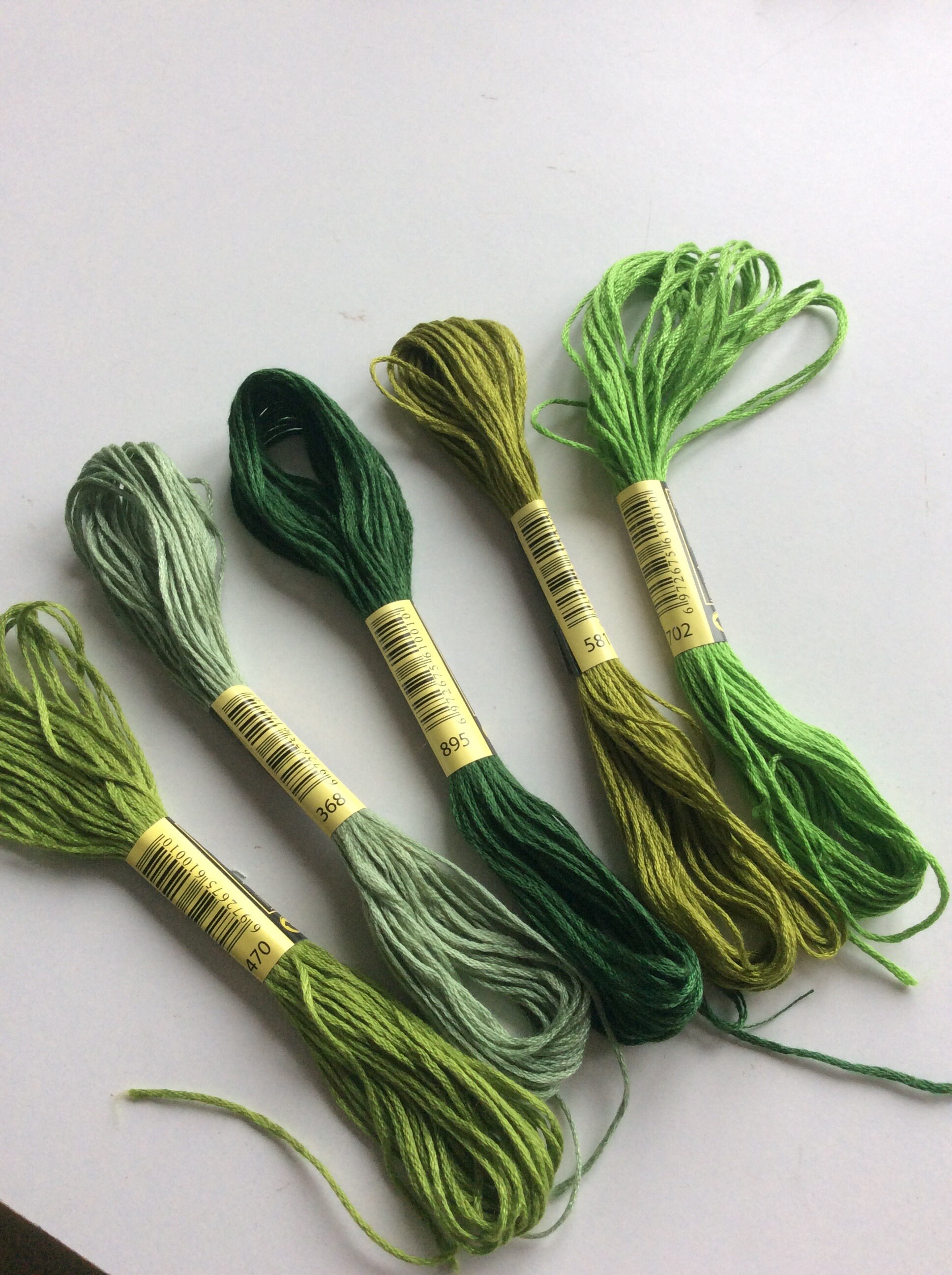 Pack 5 Shades of Green Cotton Embroidery Thread Freepost - Etsy UK