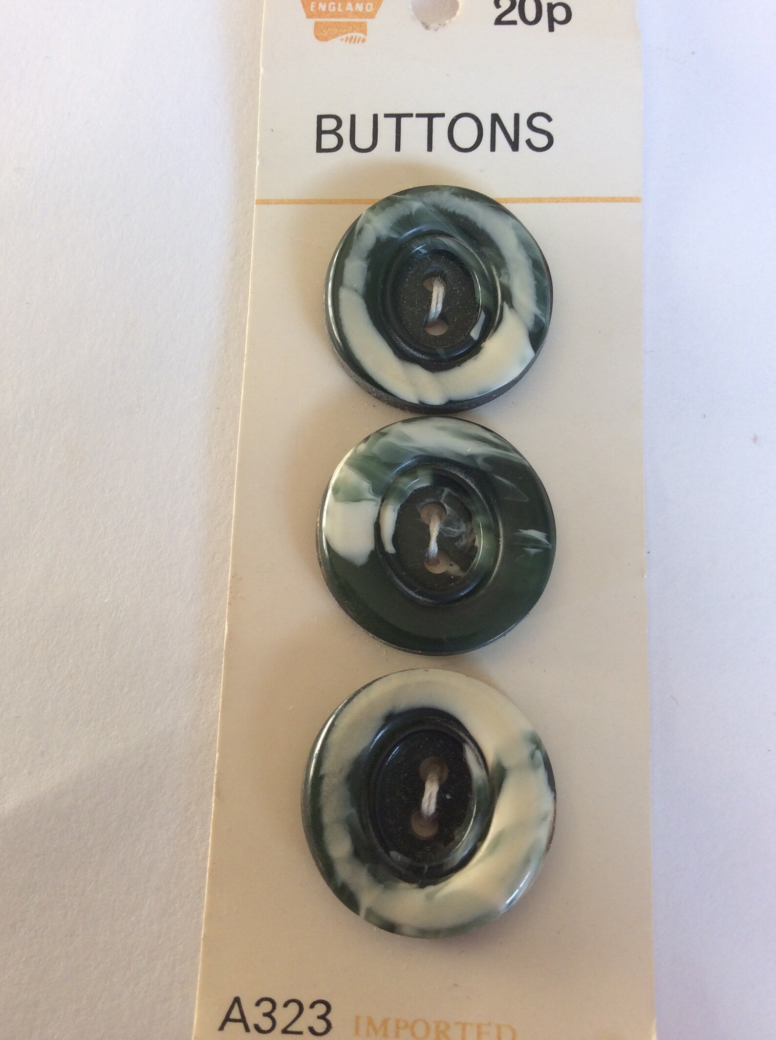 Vintage Aero Buttons , Green and White Swirl Pattern,21 Mm, Buttons ...