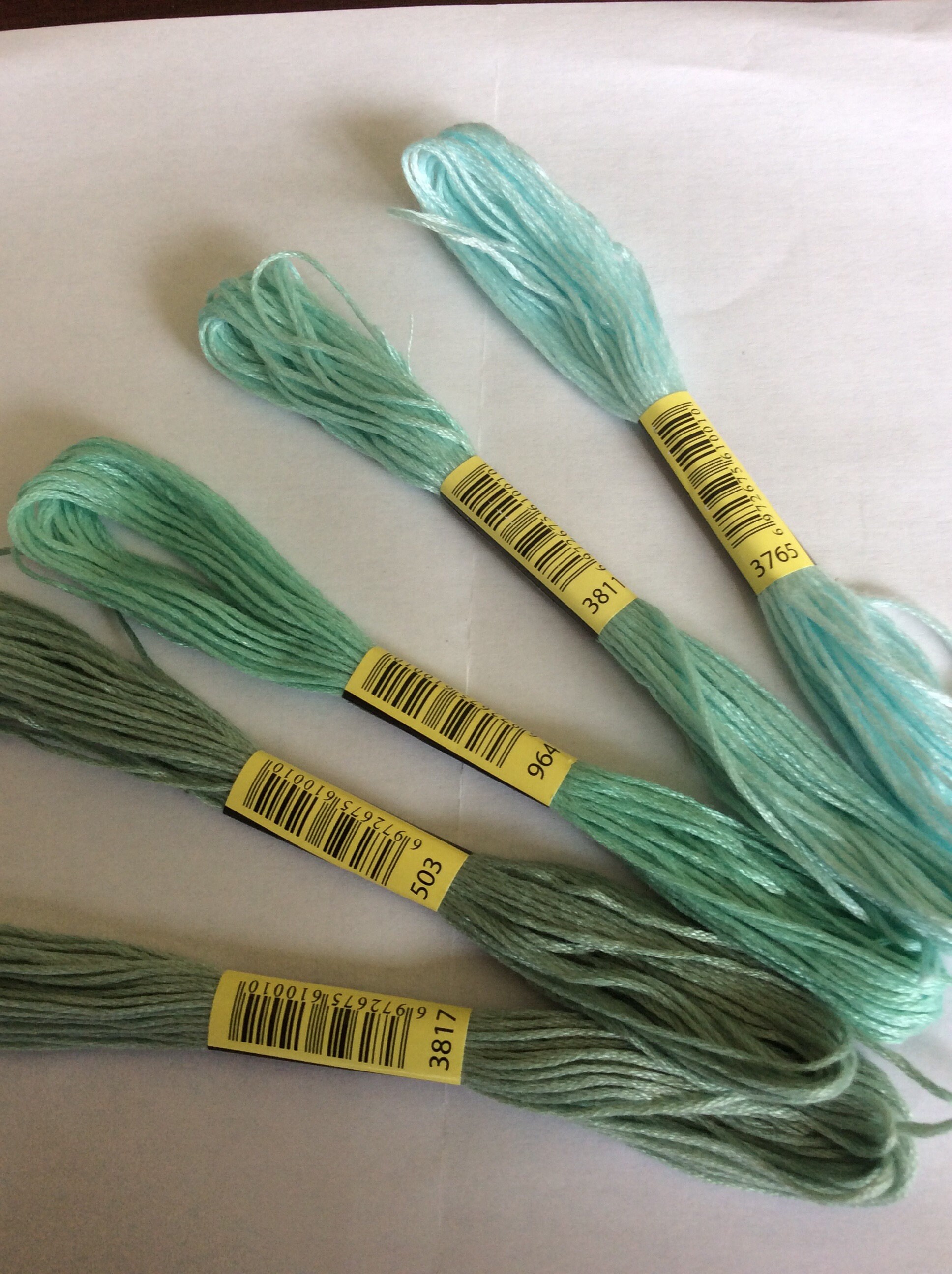 Pack 5 Shades of mint green cotton Embroidery thread - Etsy.de