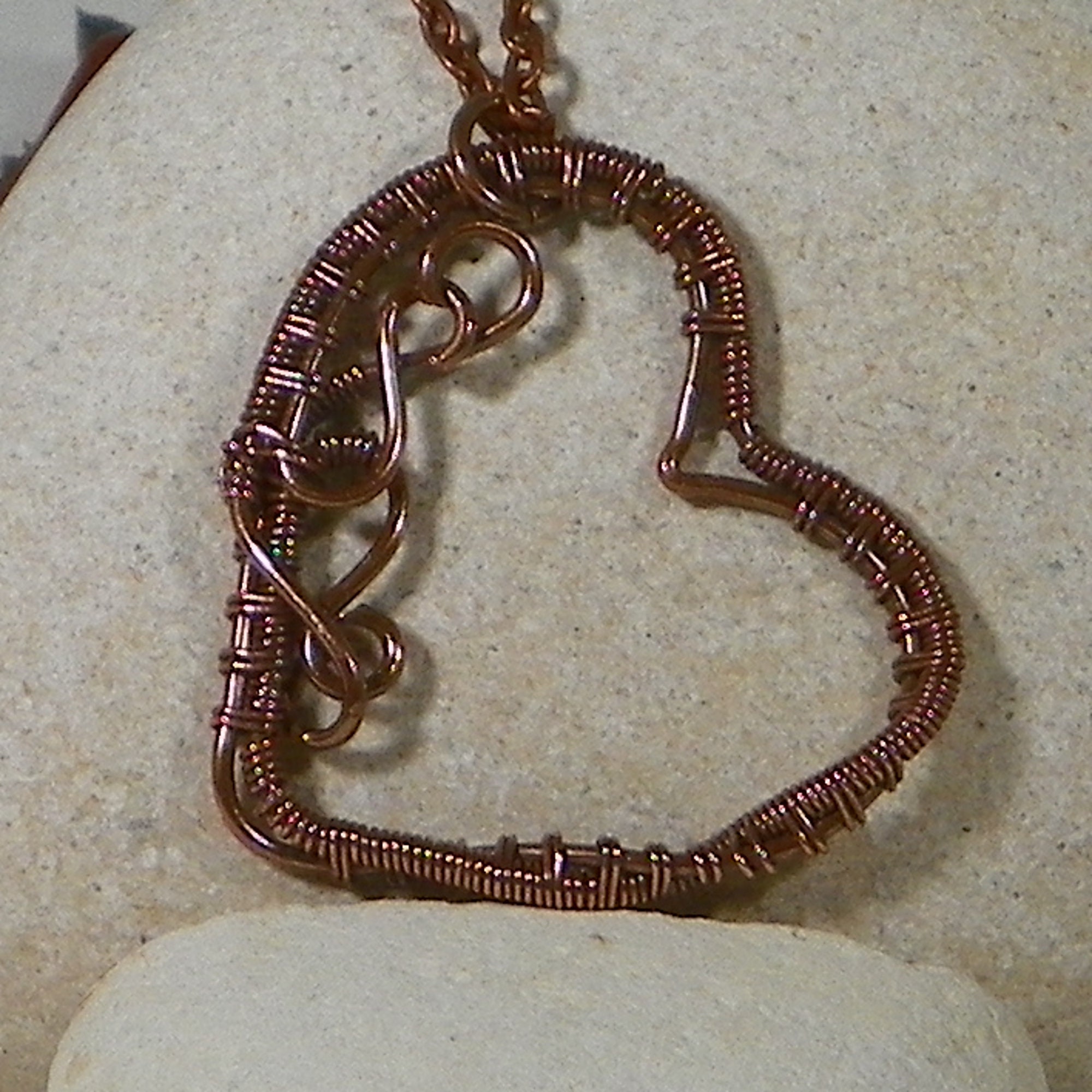 Twisted Heart Filigree Pendant. Copper Wire Weave and Romantic Swirls ...