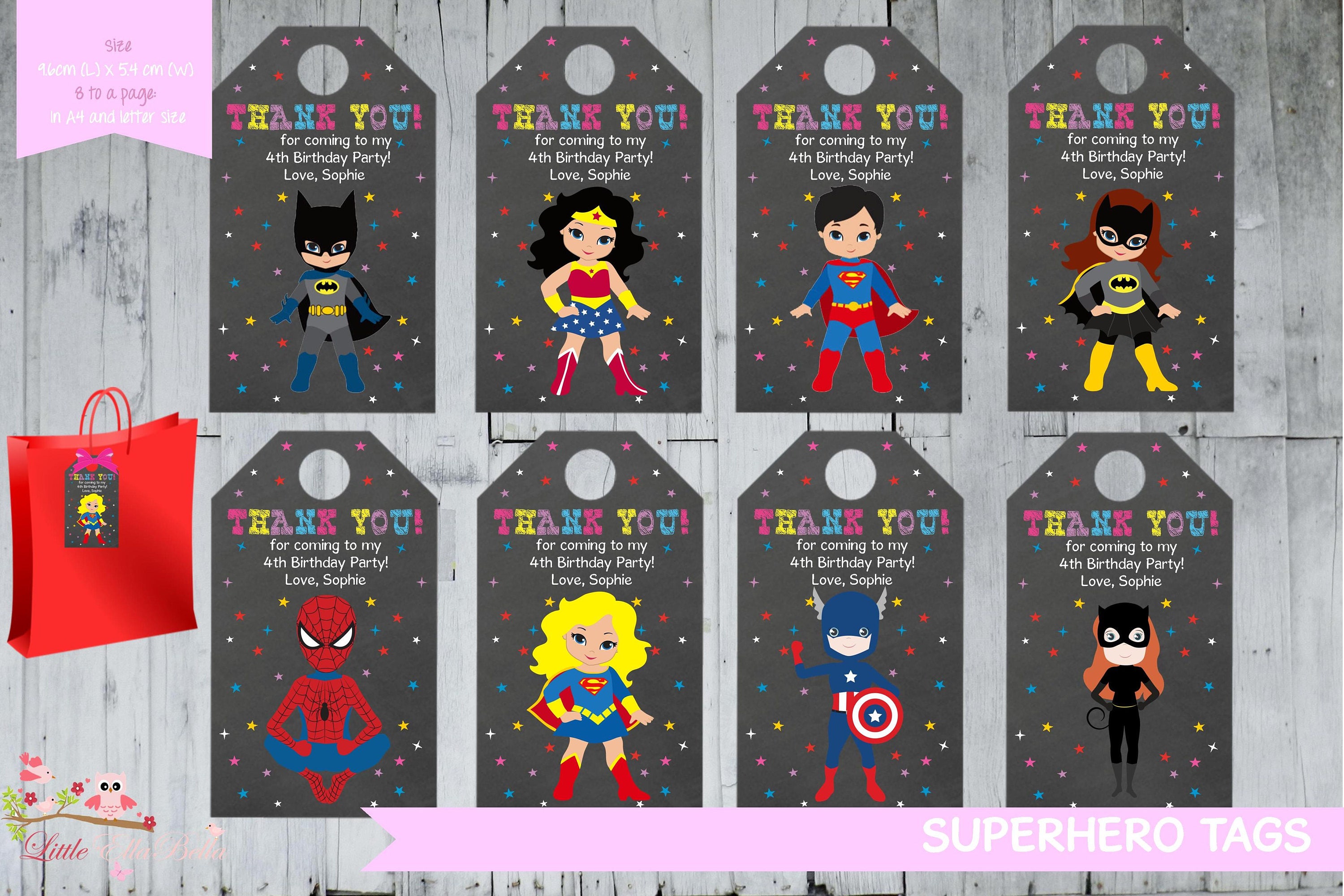 Superhero Tag Superhero Party Favour Superhero Party Stickers | Etsy