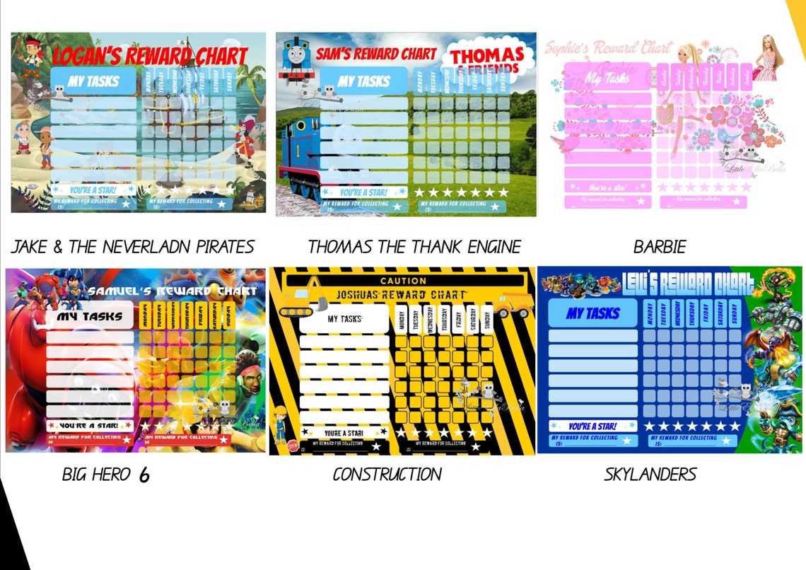 Personalised Printable Reward Behaviour Chore Potty Toliet Training ...