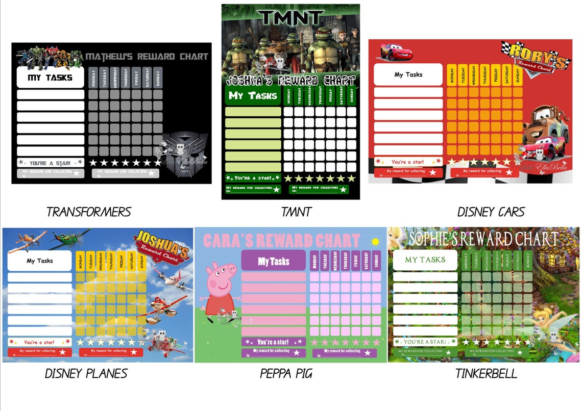 Personalised Printable Reward Behaviour Chore Potty Toliet Training ...