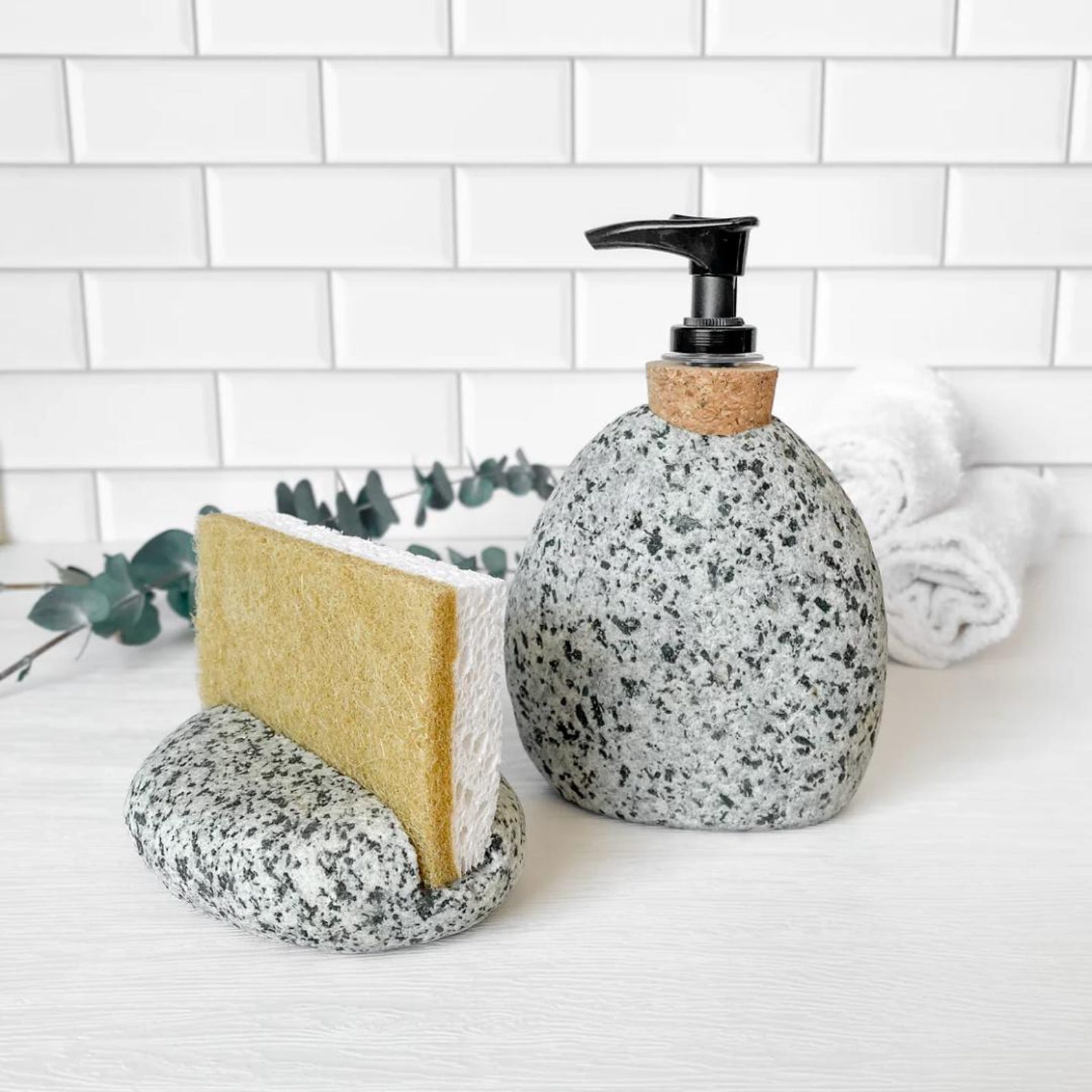 Stone Sponge Holder: Beach Stone Kitchen Organizer - Etsy