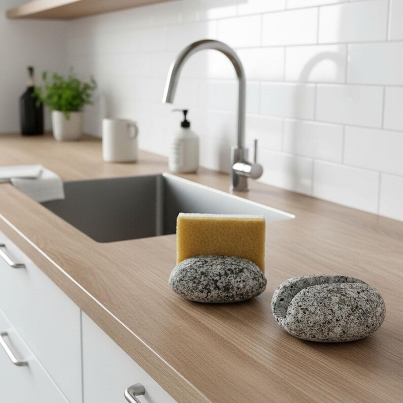 Stone Sponge Holder: Beach Stone Kitchen Organizer - Etsy
