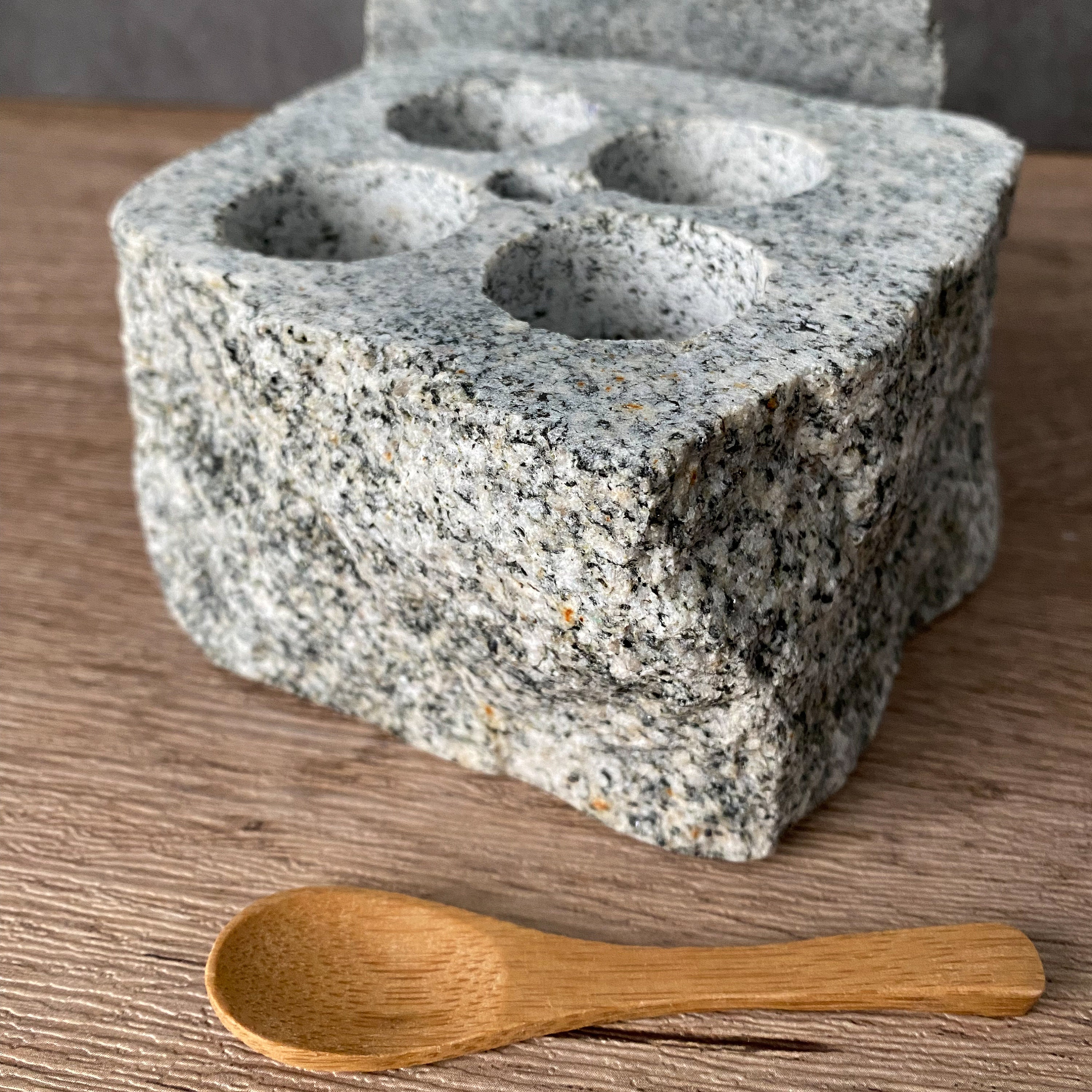 Handcrafted Granite 4-hole Salt Cellar With Lid & Spoon - Etsy
