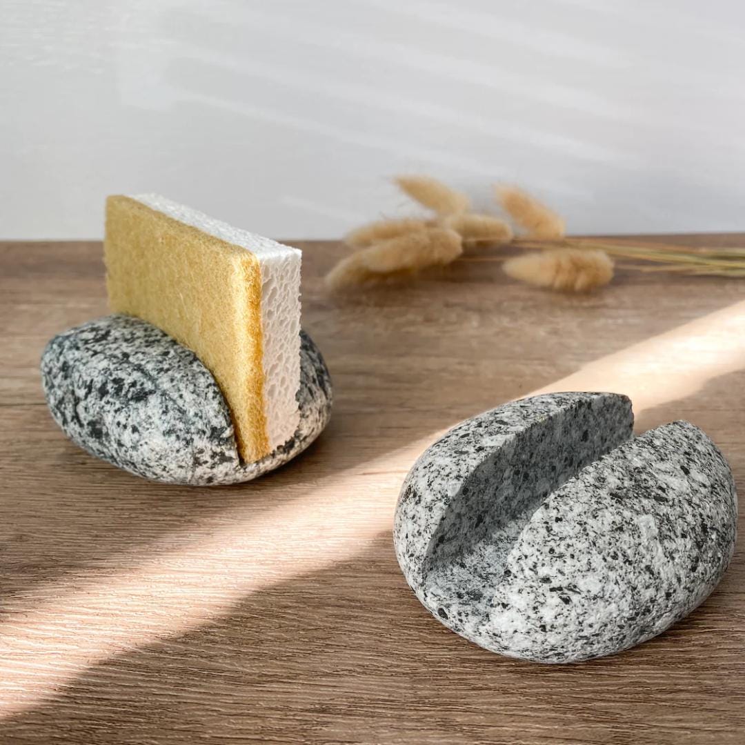 Stone Sponge Holder: Beach Stone Kitchen Organizer - Etsy