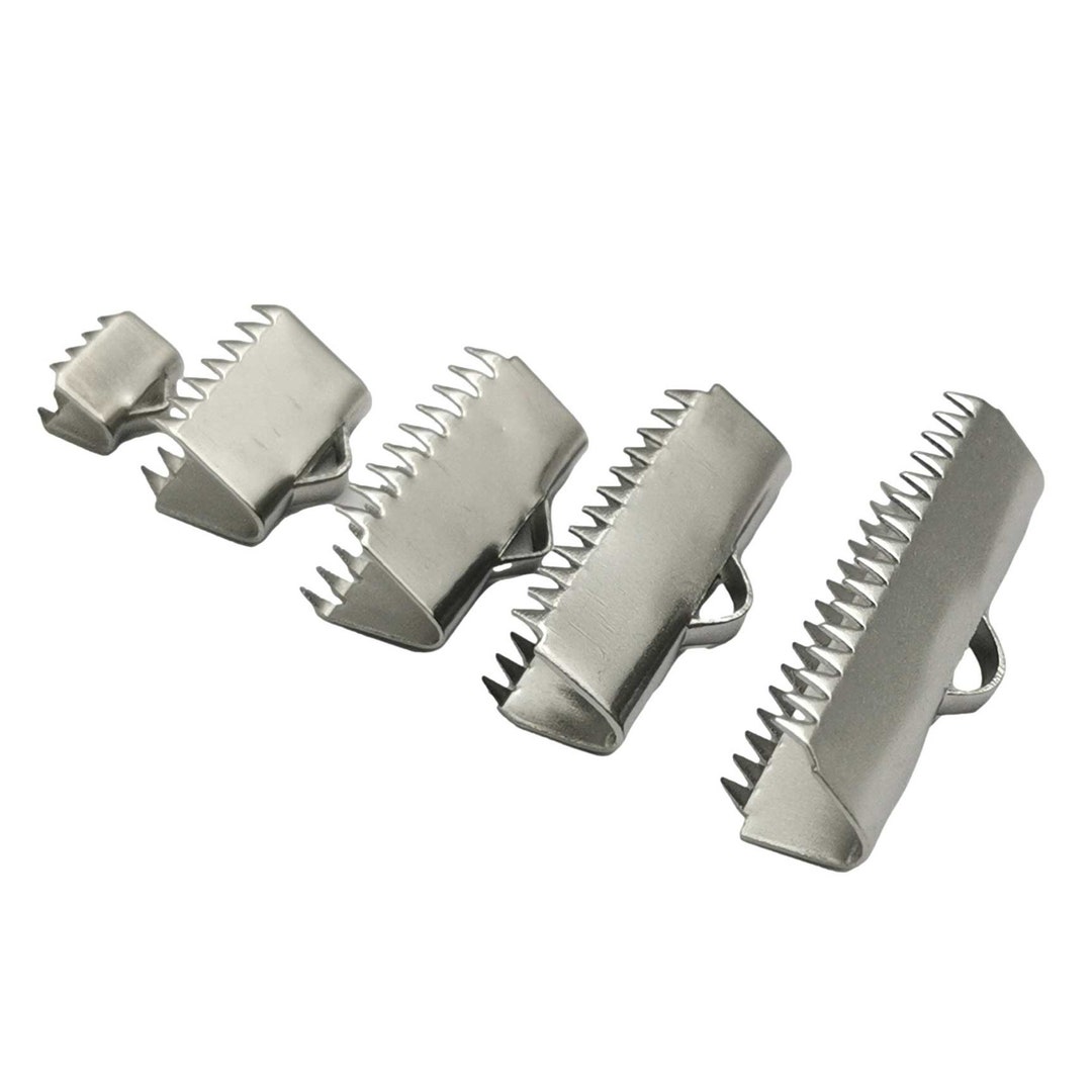 Shapesbyx 20 Pieces Stainless Steel Crimp Clip With Teeth Webbing ...