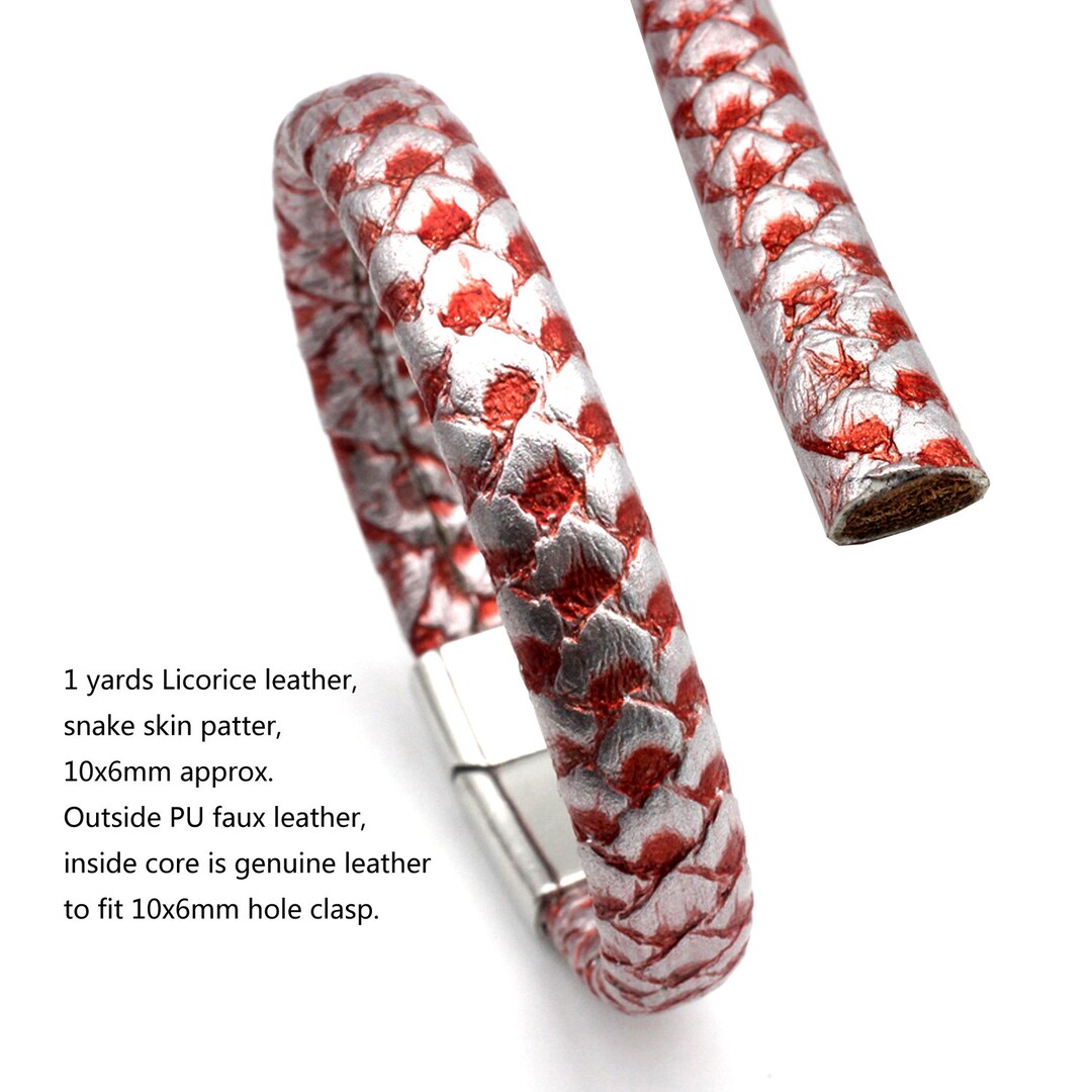 Red Fish Scale Leather Cord: Embossed Licorice Leather, 1 Yard ...
