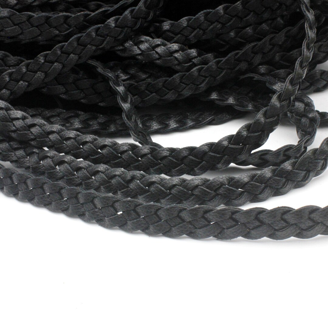 Shapesbyx Black Braided PU Faux Leather Strap 12mmx3mm Soft and ...
