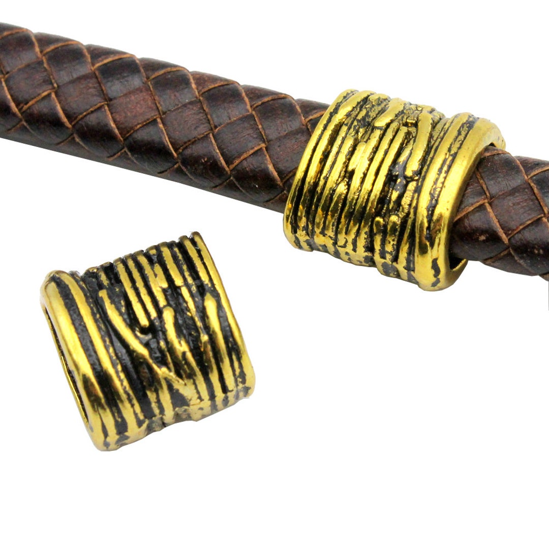 Shapebyx 4 Pices Antique Gold Slider Beads for Licorice Leather Bangle ...