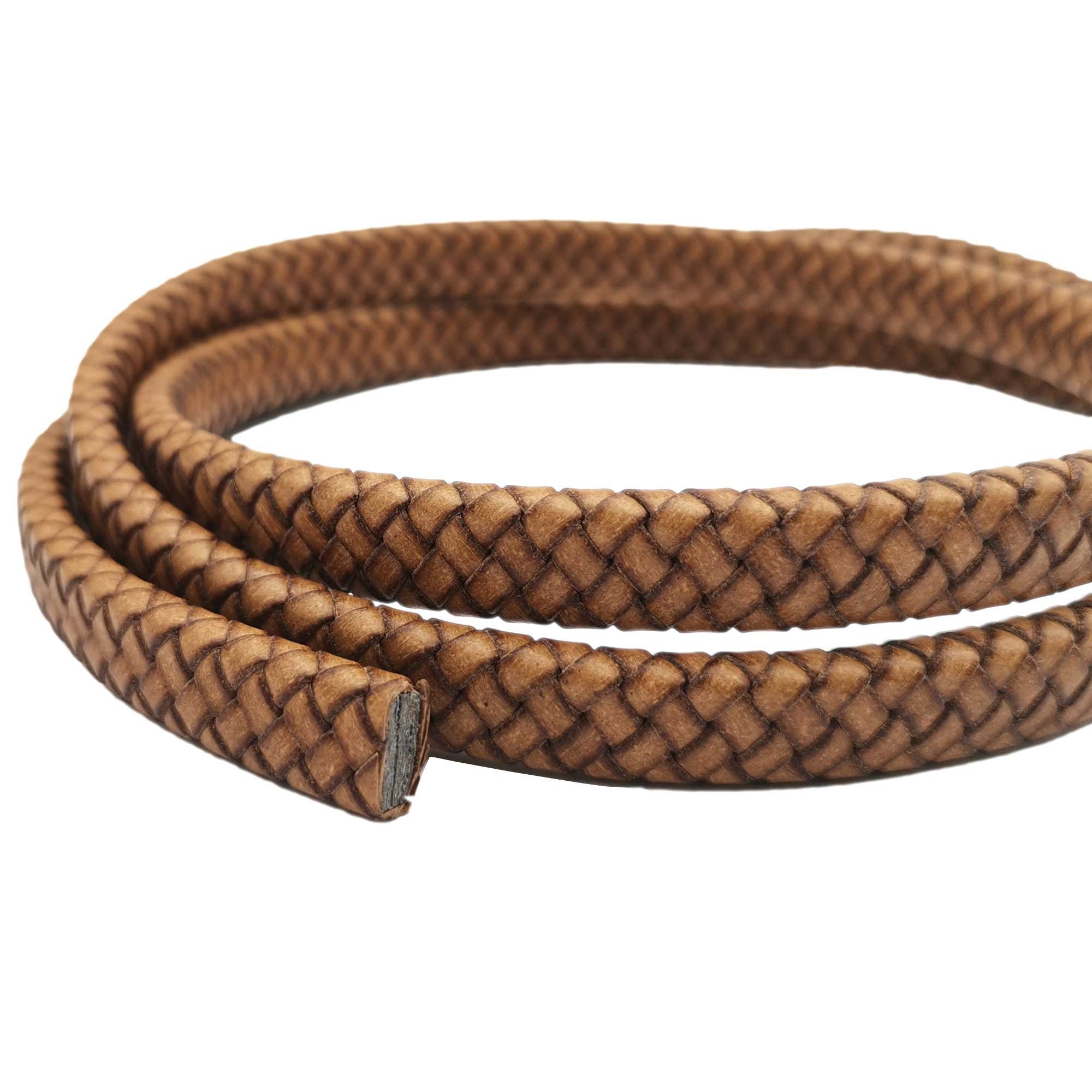 Shapesbyx Flat Braided Leather Strap 12x6mm Licorice Leather Cord Black ...