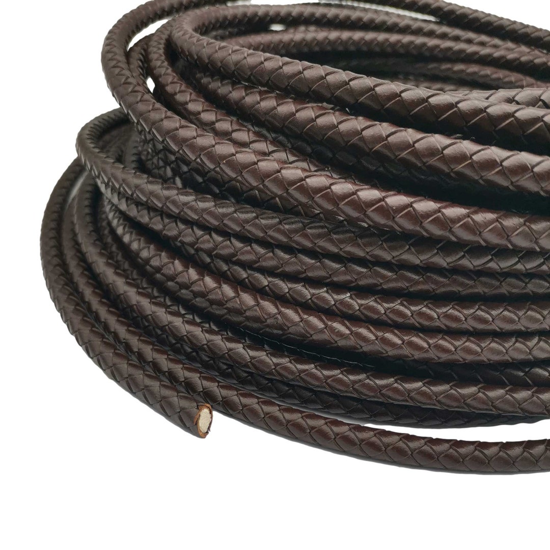 Shapesbyx 1 Yard 8mm Braided Leather Cord Brown for Bracelet Making ...