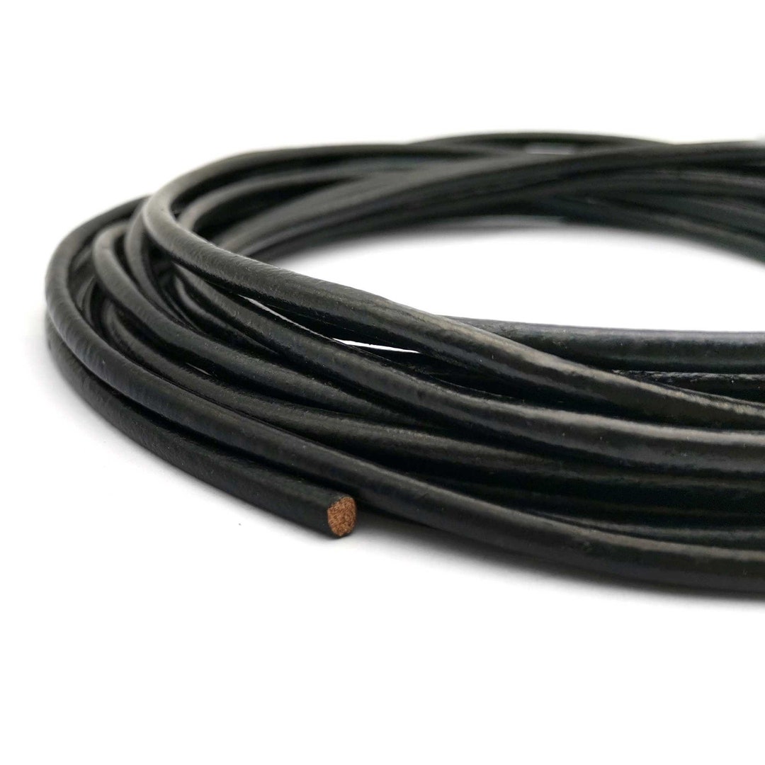 3 Yards 3mm Black Genuine Leather Cords Round Real Cowhide - Etsy