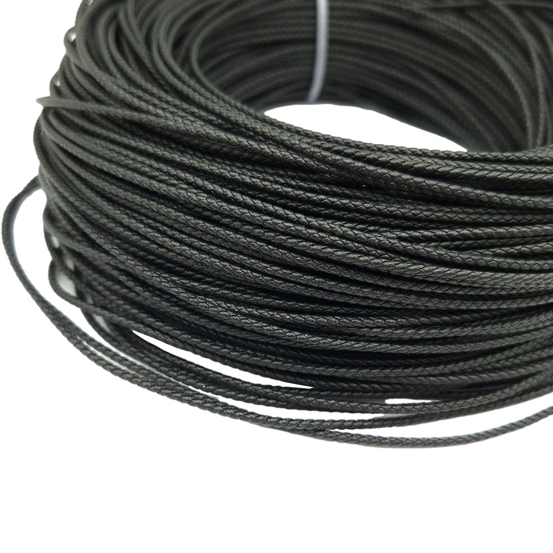 Shapesbyx Black PU Leather Cords 2mm Round Microfiber Made Durable and ...