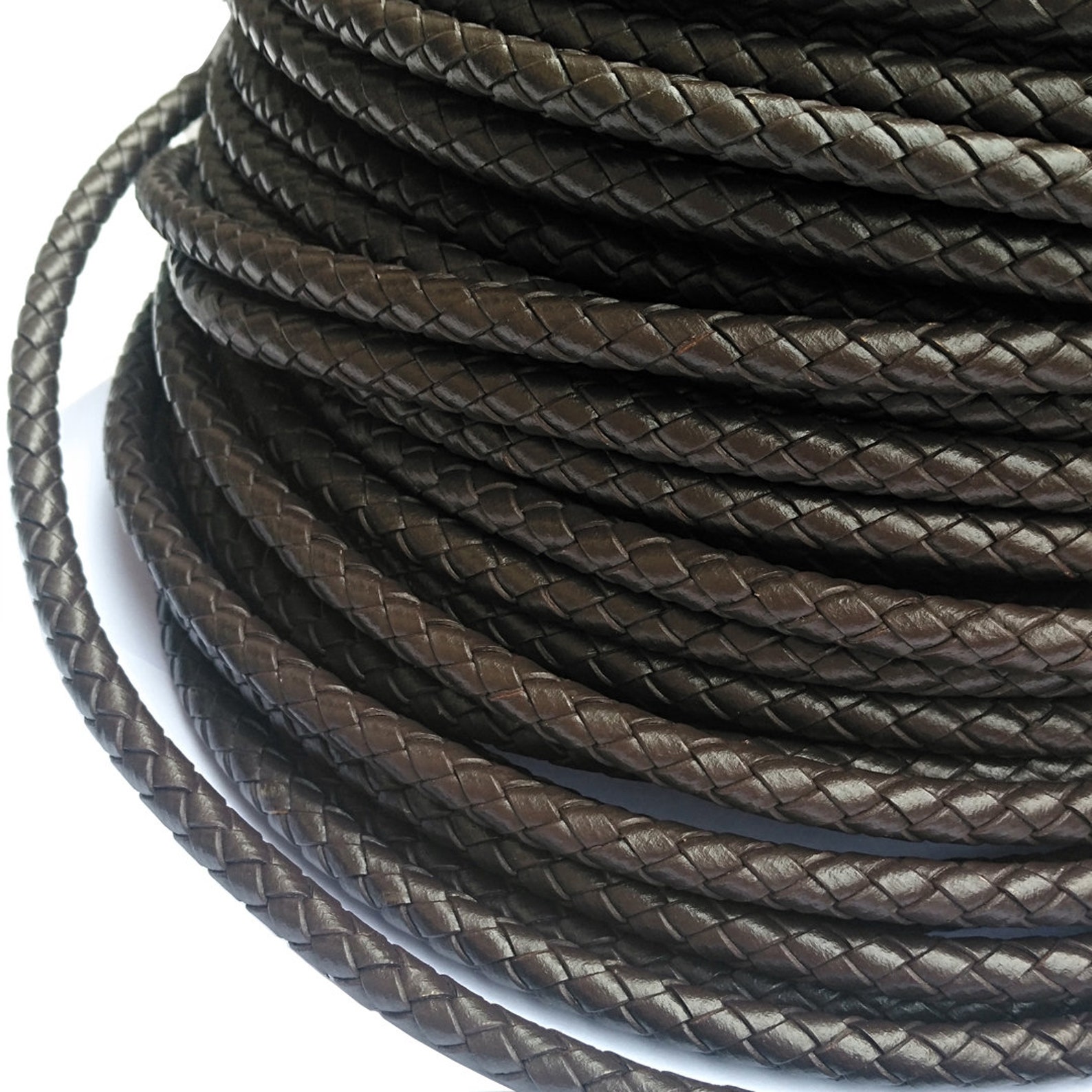 8mm Braided Leather Cord for Bracelet Making Woven Folded Dark | Etsy