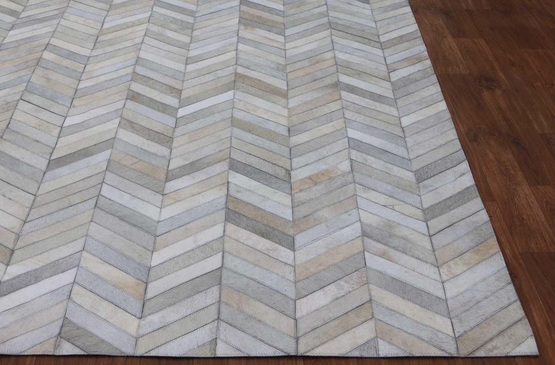 Chevron Zig Zag 100% Genuine Animal Leather Cowhide Handmade Patchwork ...
