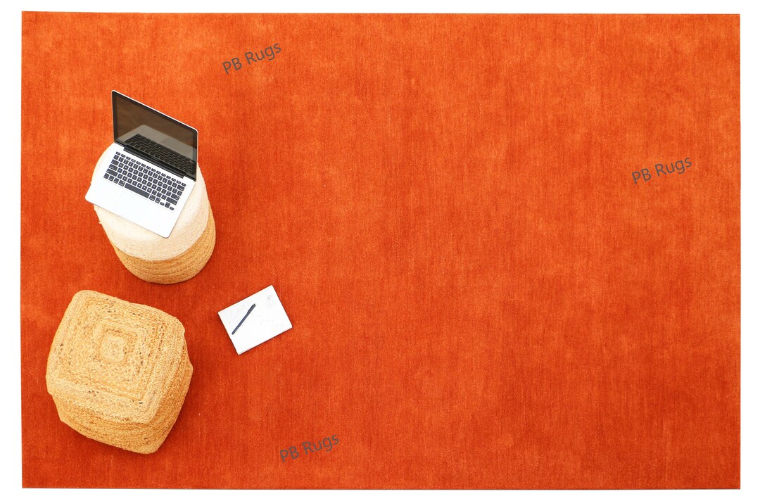 New Baxter Orange Color Plain Modern Design Handmade Home Decor Living ...