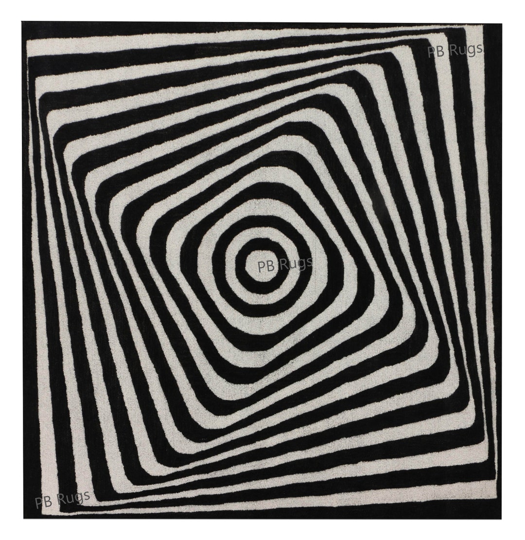 Optical Illusion Matrix Design Square Handmade Tufted Living Room ...