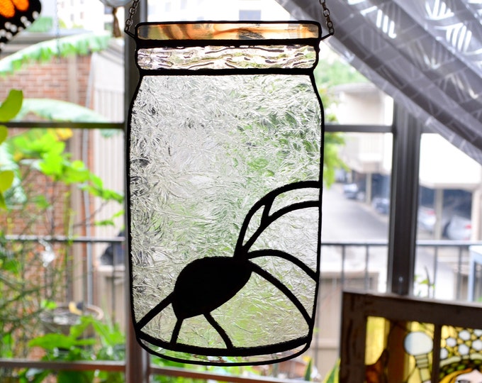 Stained-glass Spider in Jar Sun-catchermade TO ORDER - Etsy